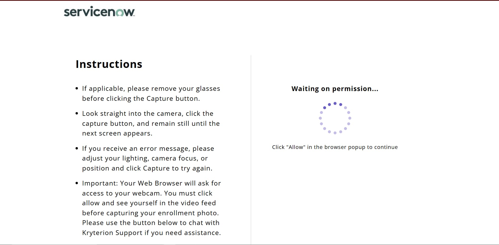 Solved: Biometric Verification on Webassessor - ServiceNow Community